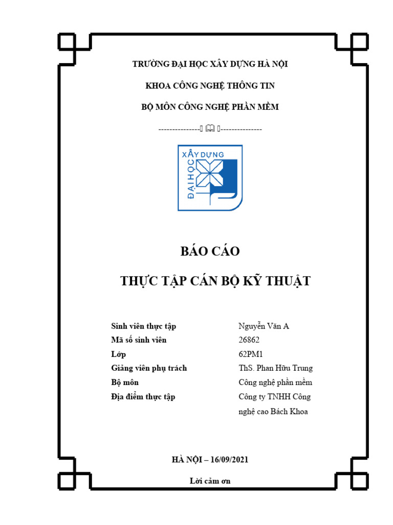 BaoCaoThucTap NguyenVanA 26862 | PDF