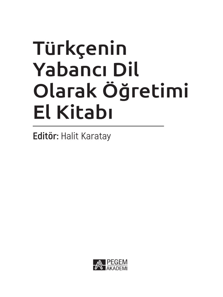 Turkcenin Yabanci Dil Olarak Ogretimi El | PDF