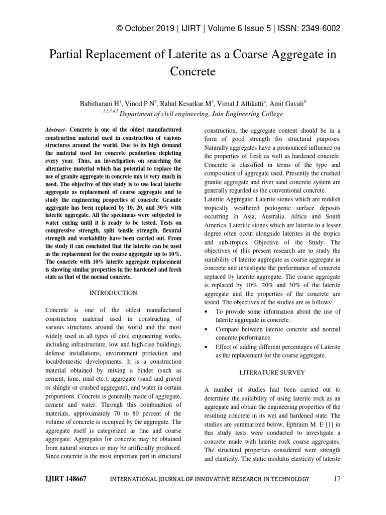 Partial Replacement of Laterite As A Coa | PDF | Concrete | Construction Aggregate