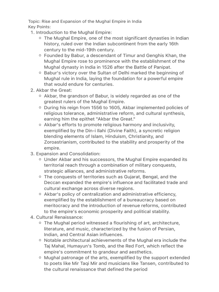 Rise of the Mughal Empire in India | PDF | Mughal Empire | South Asia