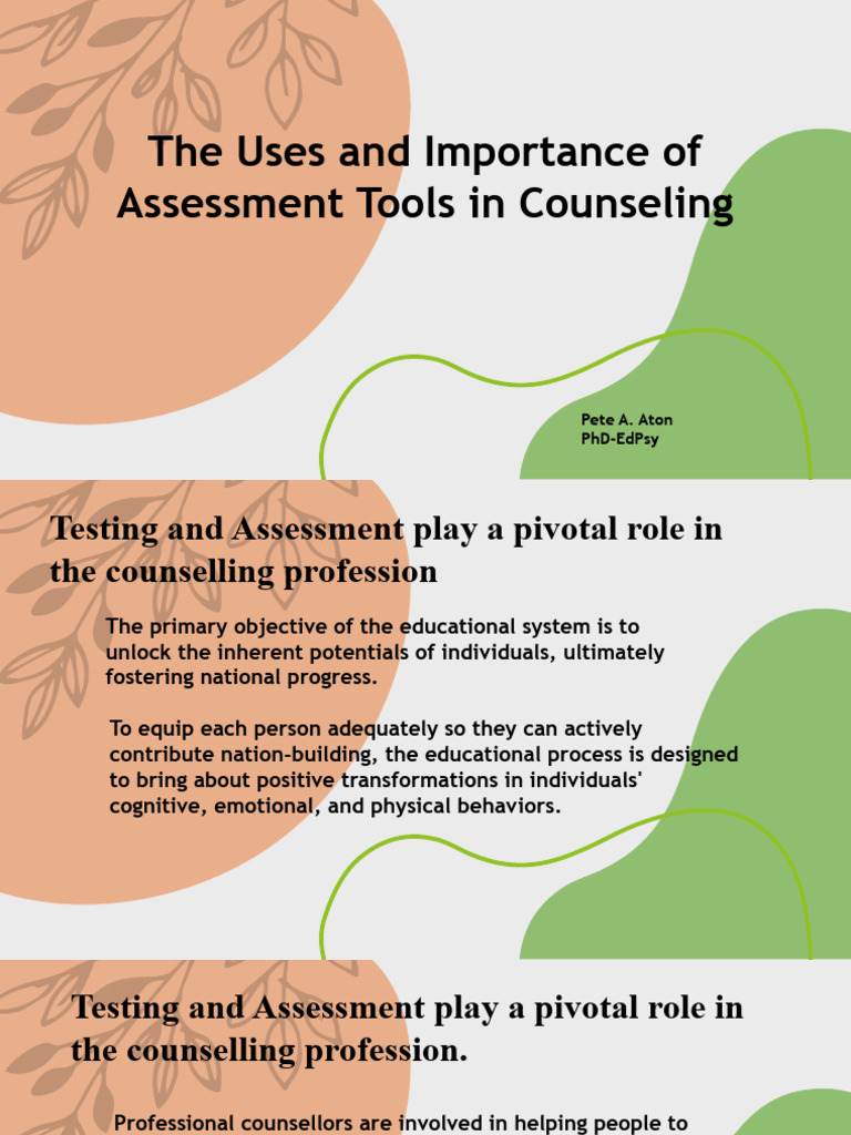 Importance of Assessment Tools in Counseling | PDF | Psychotherapy ...