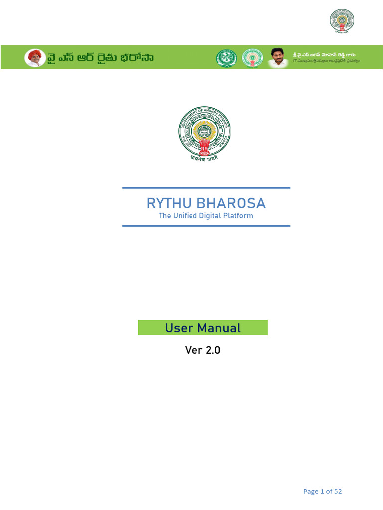 Rythu Bharosa Mobile App - User Manual (English) - Final Ver2.0 | PDF | Agriculture | Google Play