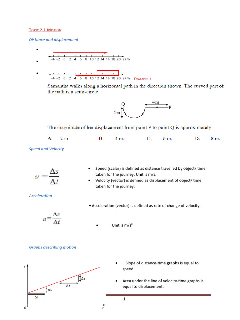 2.1 Motion | PDF | Velocity | Acceleration
