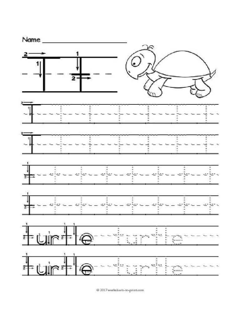 Tracing Letter T Worksheet | PDF