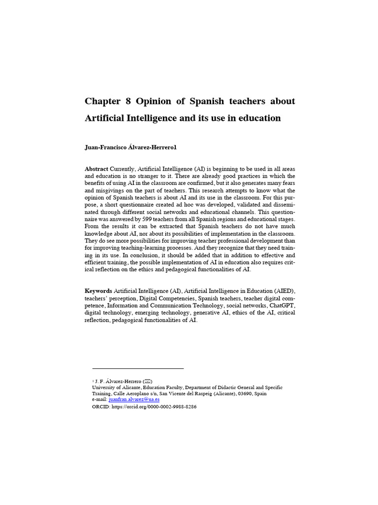 Spanish Teachers' Views on AI in Education | PDF | Artificial ...