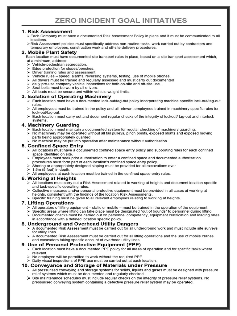 Zero Incident Safety Initiatives Guide | PDF | Personal Protective ...