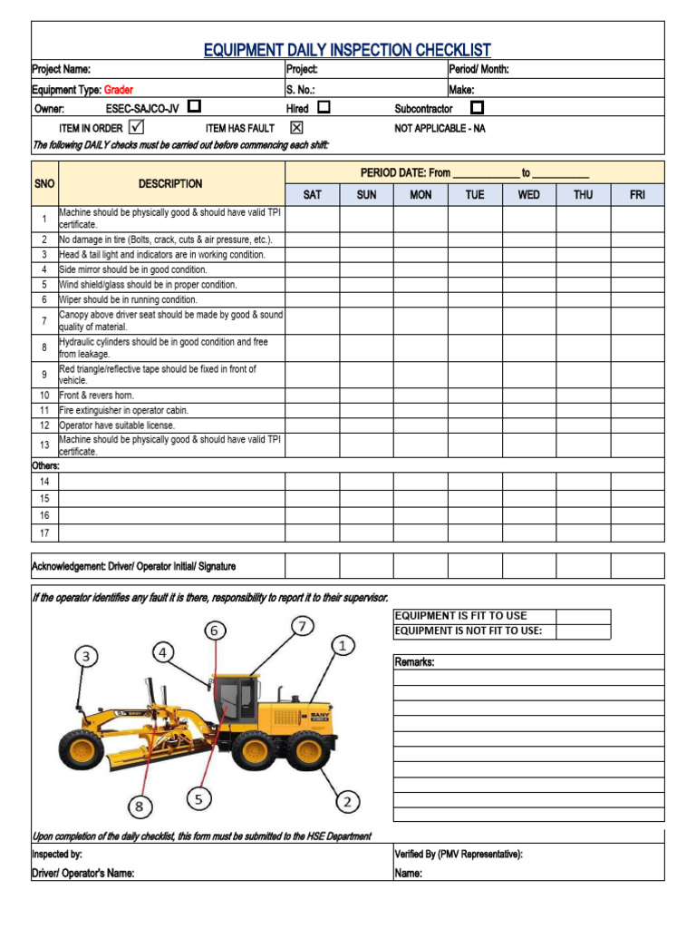 Checklist - Grader | PDF | Vehicles