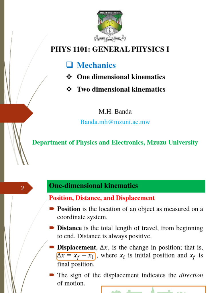 One-Dimensional Kinematics Overview | PDF | Acceleration | Kinematics