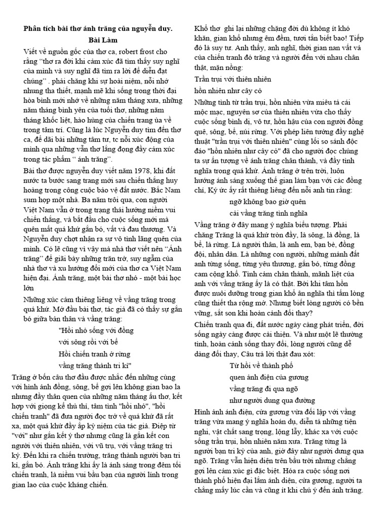 Phân tích bài thơ ánh trăng của nguyễn duy | PDF