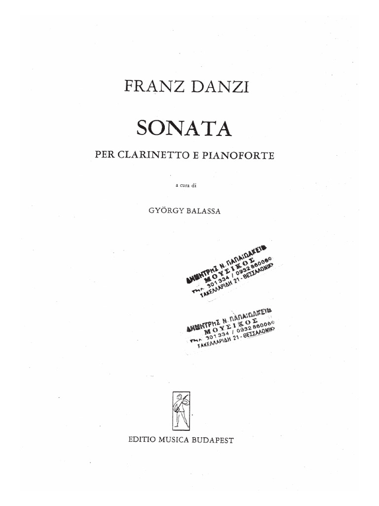 Danzi Sonata Score Pdf