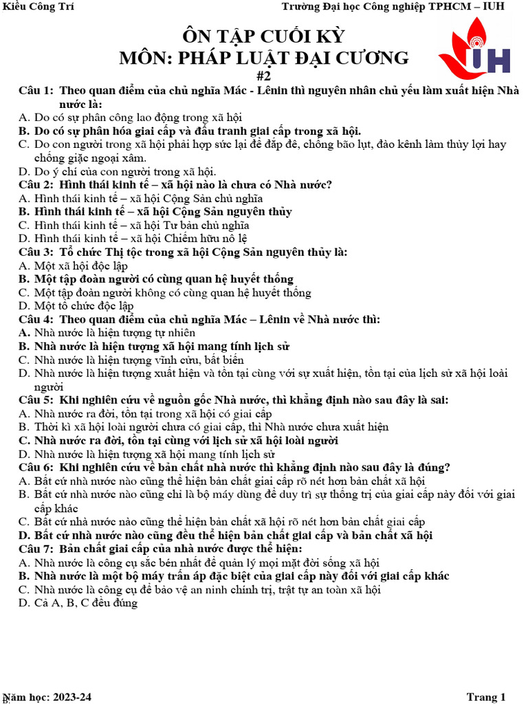 Trắc Nghiệm PLDC #2 | PDF