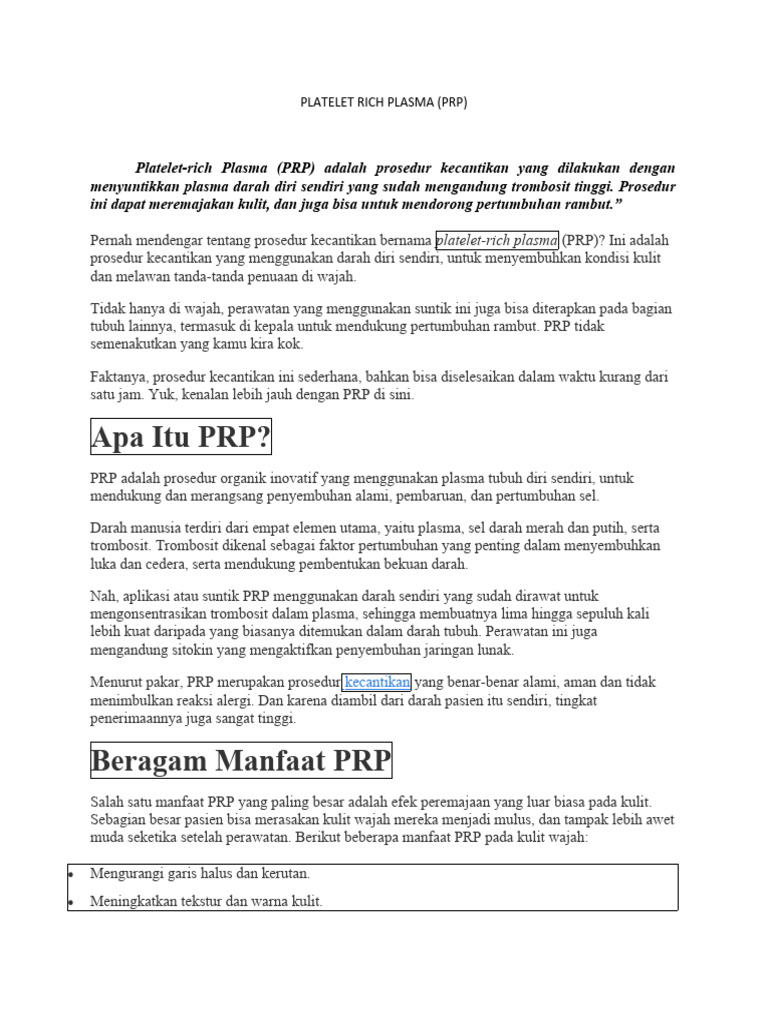 PLATELET RICH PLASMA | PDF