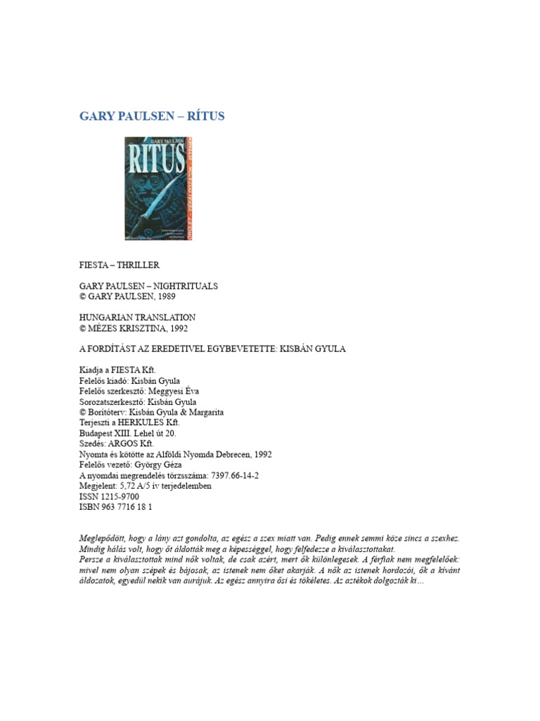 GARY PAULSEN Rítus | PDF