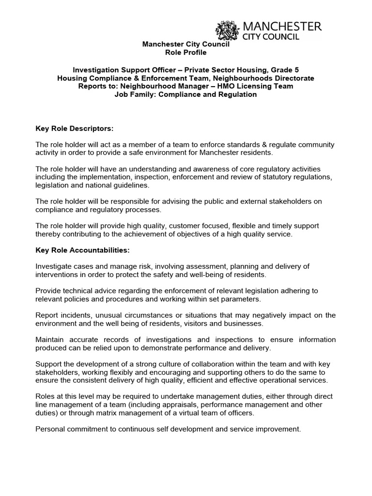 RP - G5 Investigation Support Officer | PDF | Regulatory Compliance ...