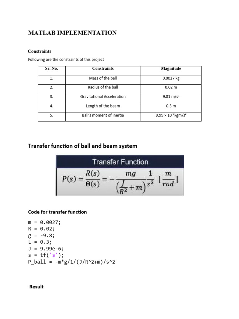 Mathemtical Modelling and Matlab Implementation | PDF