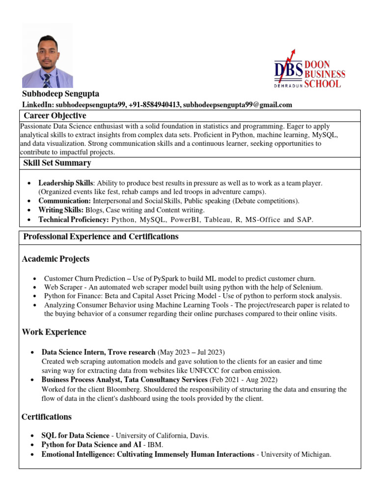 Subhodeep Cv Pdf Data Science Machine Learning