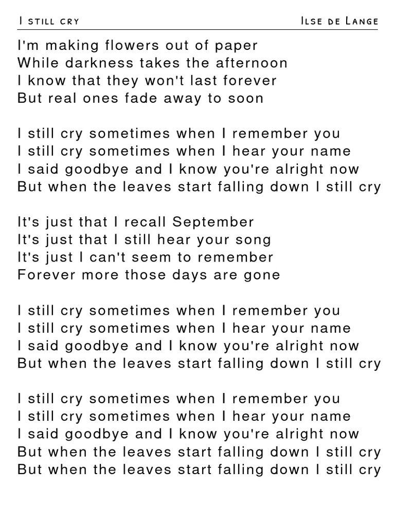 I Still Cry - Ilse de Lange Tekst | PDF