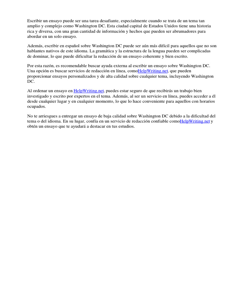 Ensayos de Washington DC en Español | PDF | Ensayos | Comunicación humana