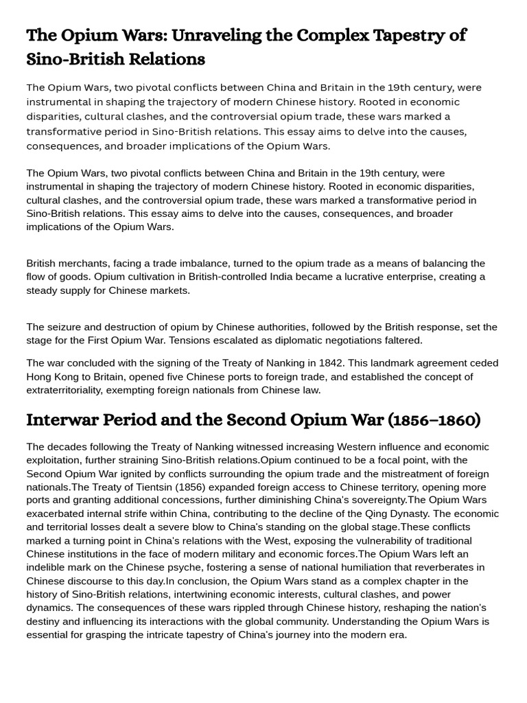 Opium Wars: Sino-British Conflict | PDF | China | World Politics