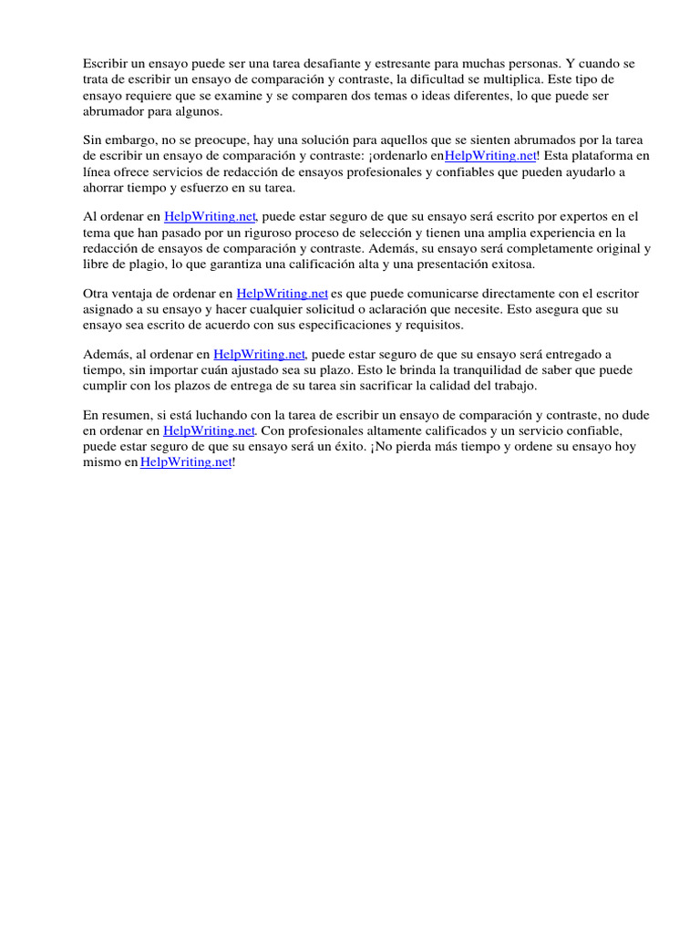 Cosas para Escribir Un Ensayo de Comparación y Contraste | PDF | Scribd ...