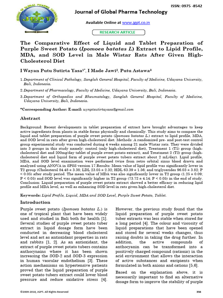 Liquid vs Tablet Purple Sweet Potato Extract | PDF | Low Density ...
