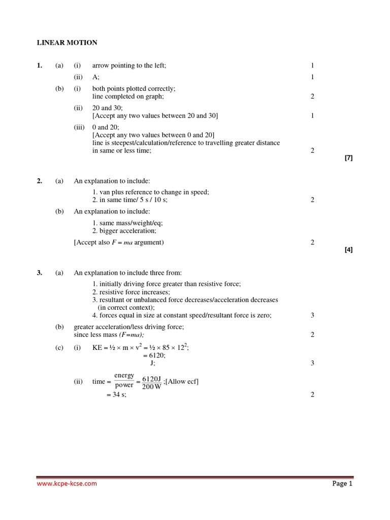 Form 3 21. Linear Motion A | PDF | Force | Drag (Physics)
