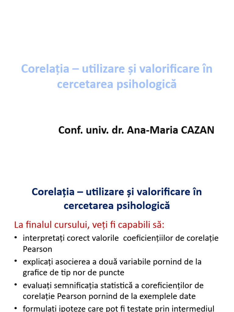 Corelatia Utilizare Si Aplicare | PDF