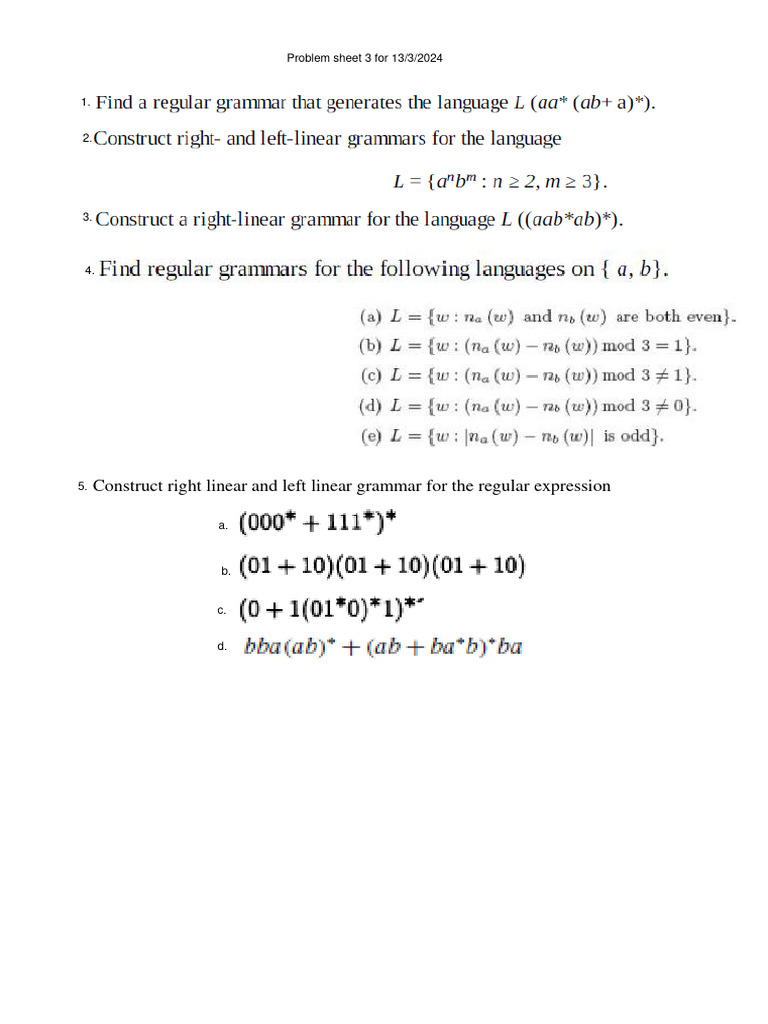 Problem-Sheet 3-2024 | PDF