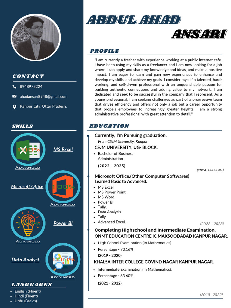 Abdul Ahad Ansari. (CV) | PDF | Computing