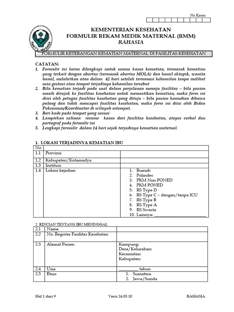 Formulir RMM (Revisi 20100524) | PDF