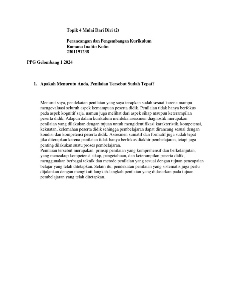 Topik 4 Mulai Dari Diri (2) MK Perancangan Kurikulum | PDF | Karier & Perkembangan
