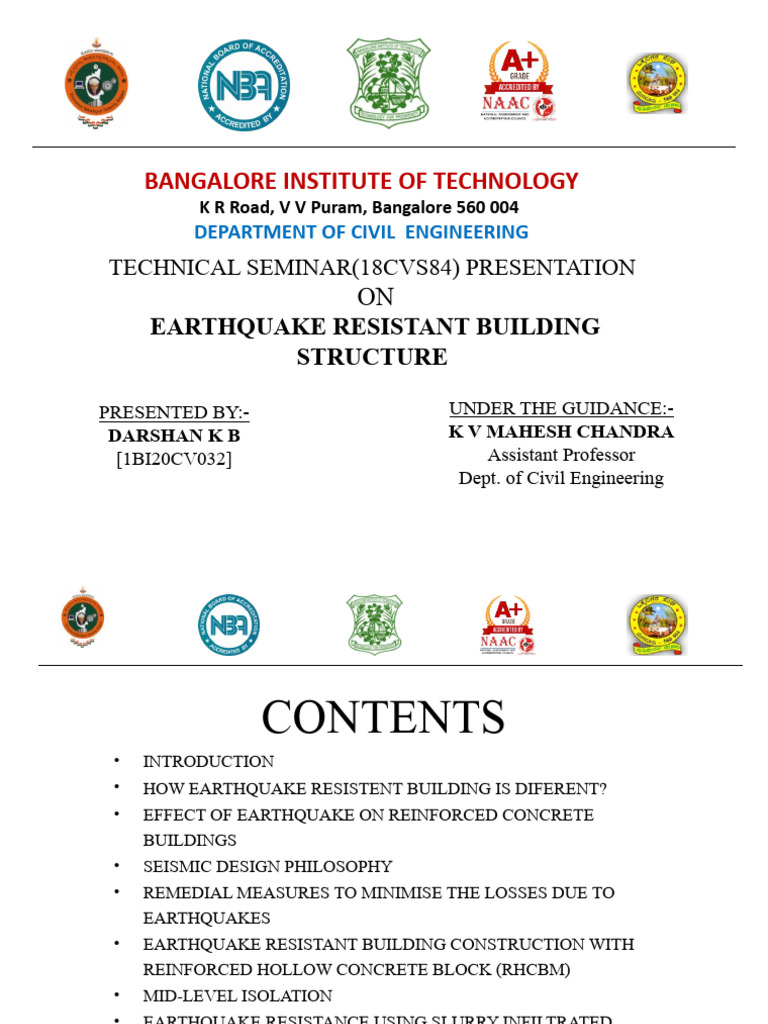 Technical Seminar Darshan K B | PDF | Earthquakes | Earthquake Engineering