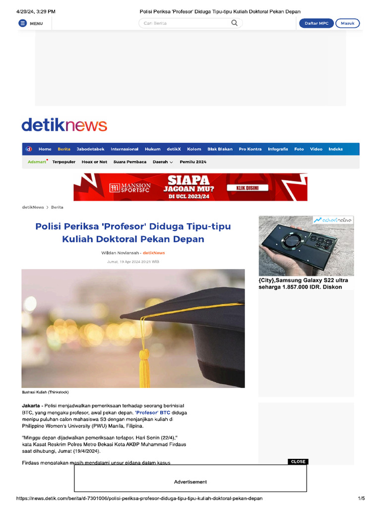 Polisi Periksa - Profesor - Diduga Tipu-Tipu Kuliah Doktoral Pekan Depan | PDF