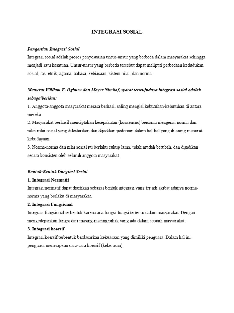 Integrasi Koersif dalam Masyarakat | PDF | Sains & Matematika