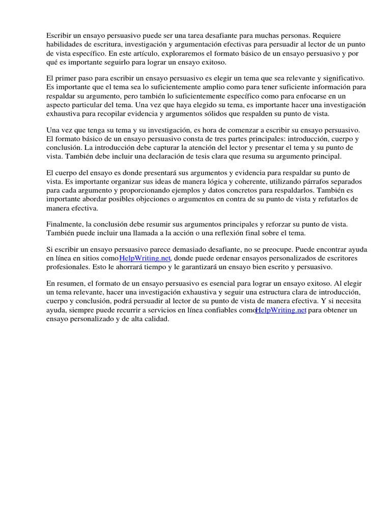 Formato de Ensayo Persuasivo | PDF | Argumento | No ficción