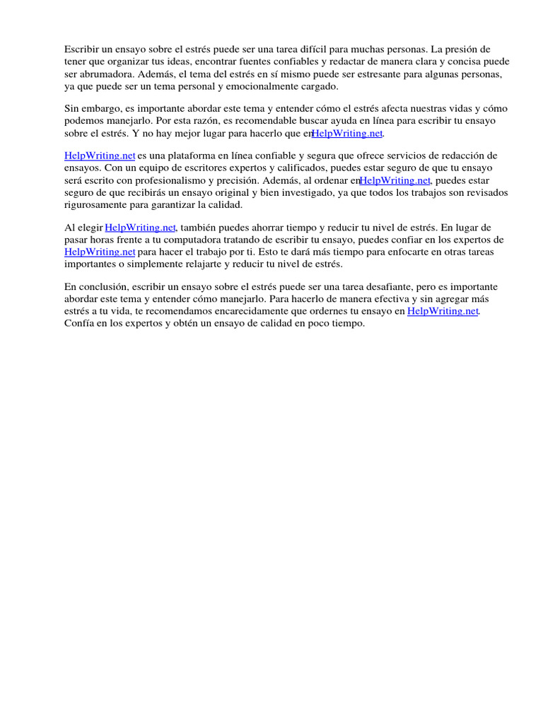 Conclusión Del Ensayo Sobre El Estrés | PDF | Ensayos | Comunicación humana