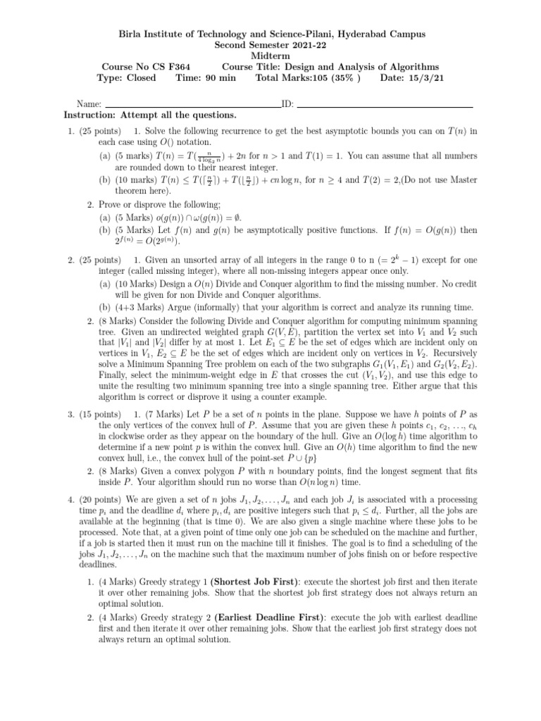 Mid-Sem Regular | PDF | Vertex (Graph Theory) | Graph Theory
