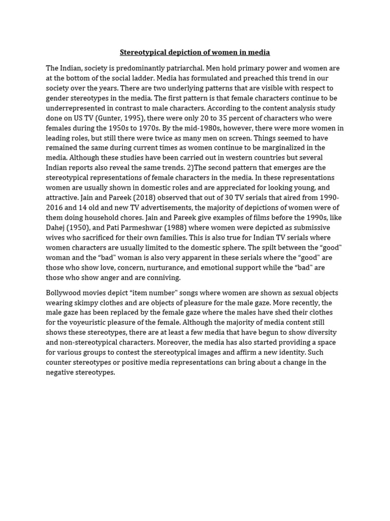Stereotypical Depiction of Women | PDF | Stereotypes | Identity Politics