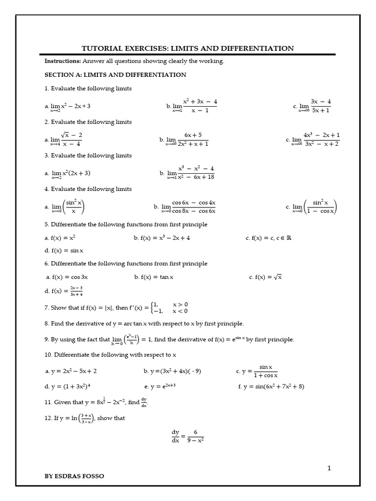 Calculus Problems for Students | PDF | Asymptote | Analysis