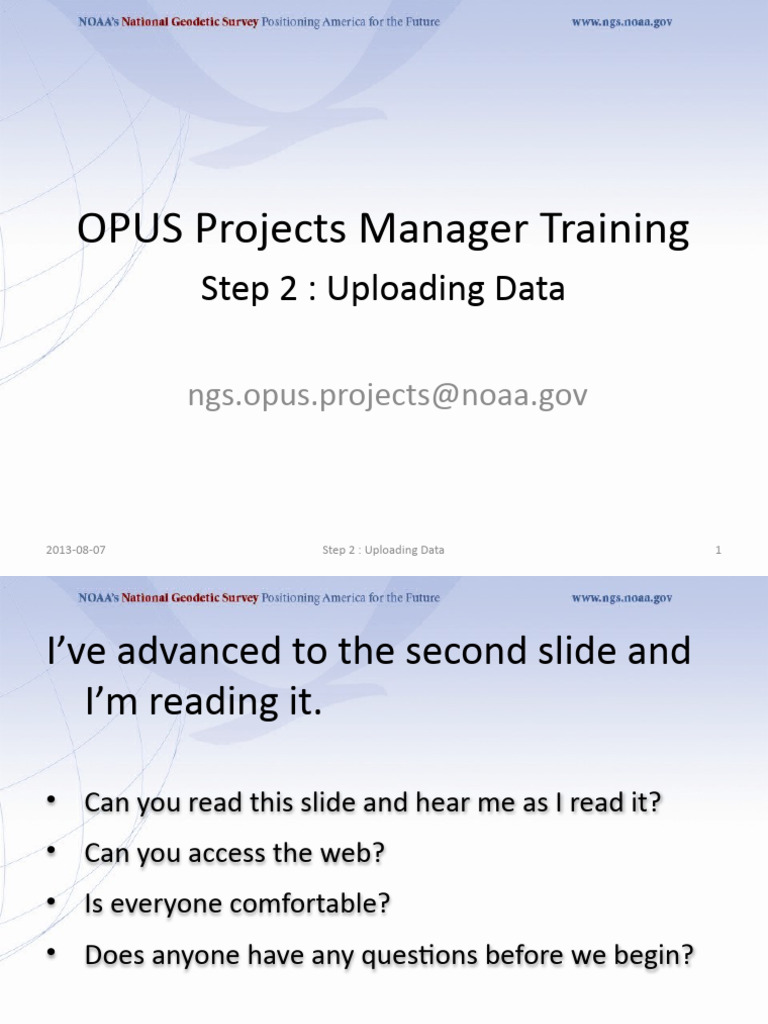 OPUS Projects Manager Training: Step 2: Uploading Data | Download Free PDF | Software | Computing