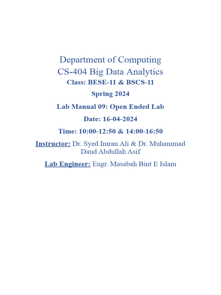 BDA Lab 9 Manual | PDF | Data Analysis | Data