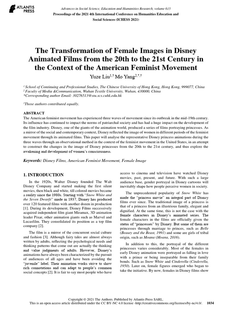 The Transformation of Female Images in Disney Animated Films From The ...