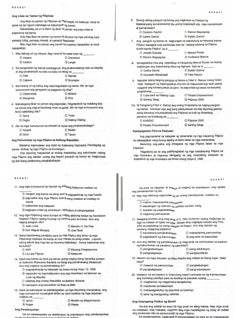 NAT Reviewer for HEKASI 6 | PDF