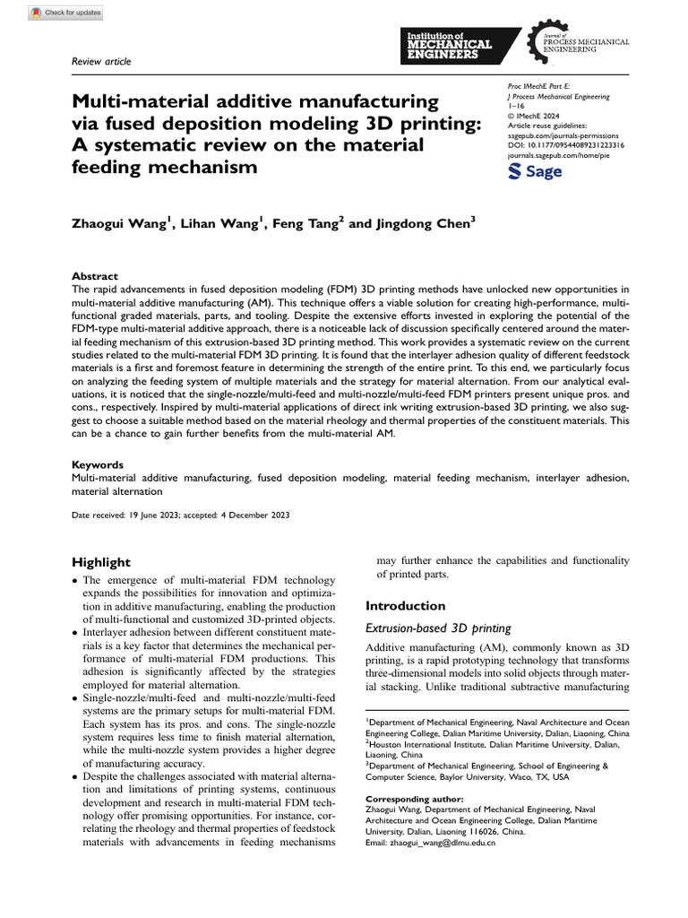 Wang Et Al 2024 Multi Material Additive Manufacturing Via Fused Deposition Modeling 3d Printing ...