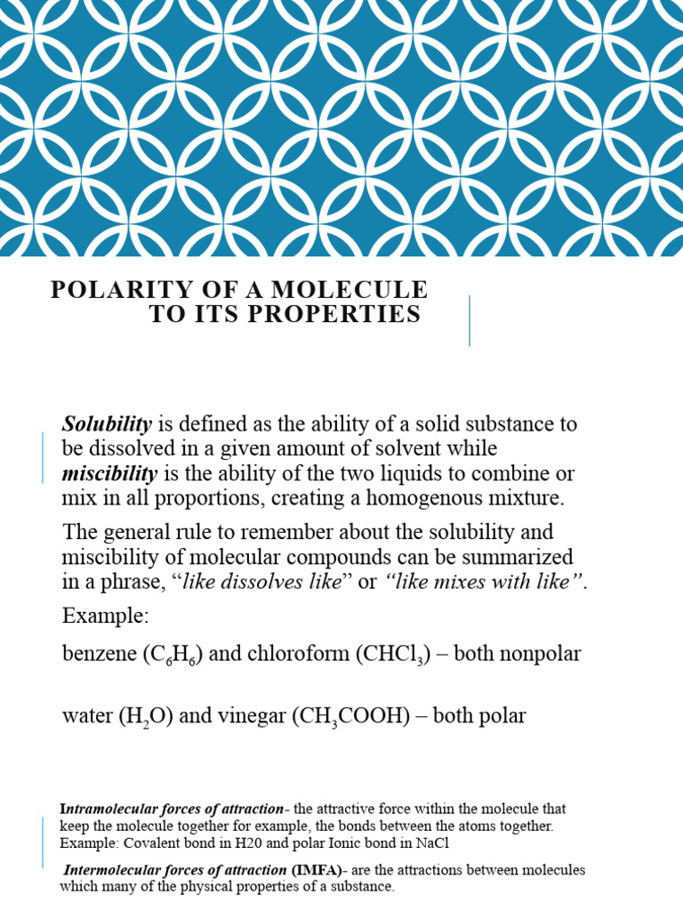 Polarity of A Molecule To Its Properties | PDF | Chemical Polarity ...