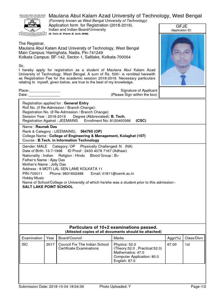 Wbut Registration | PDF | Affidavit