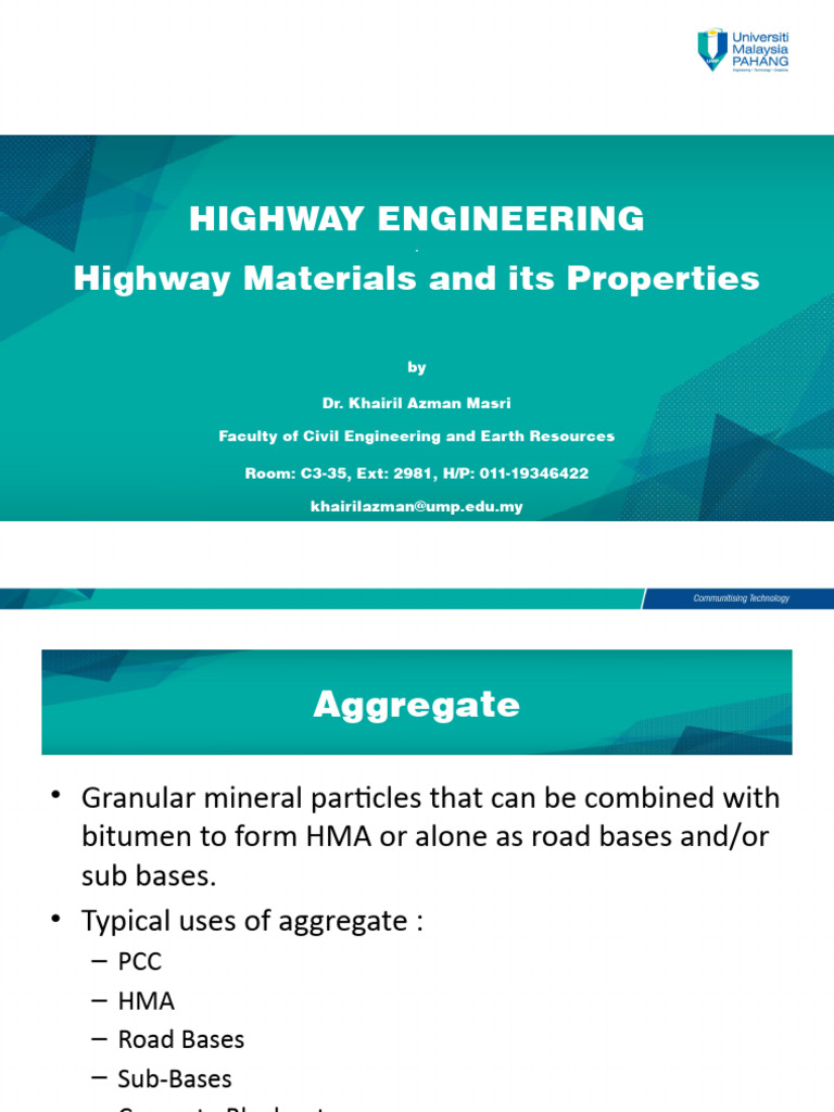 4-Highway Material Part 1 DR Khairil | PDF | Road Surface ...