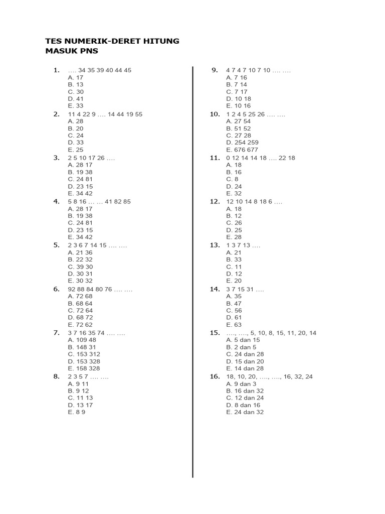 Tes Numerik | PDF