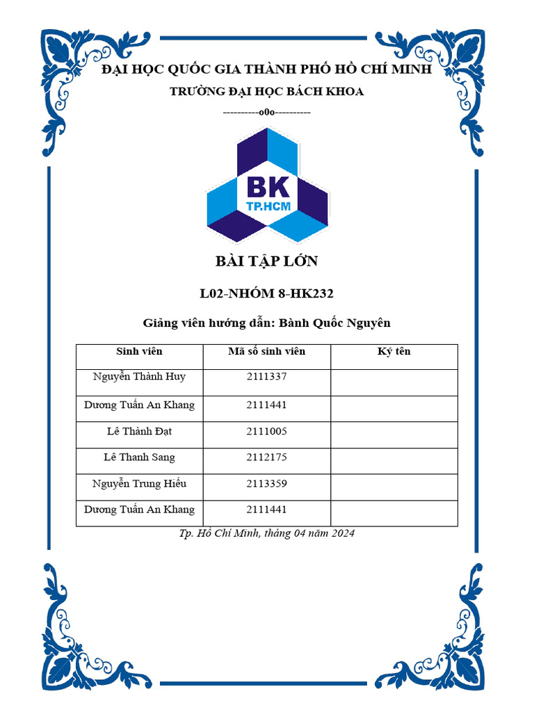BTL nhóm 8 quá trình chế tạo | PDF