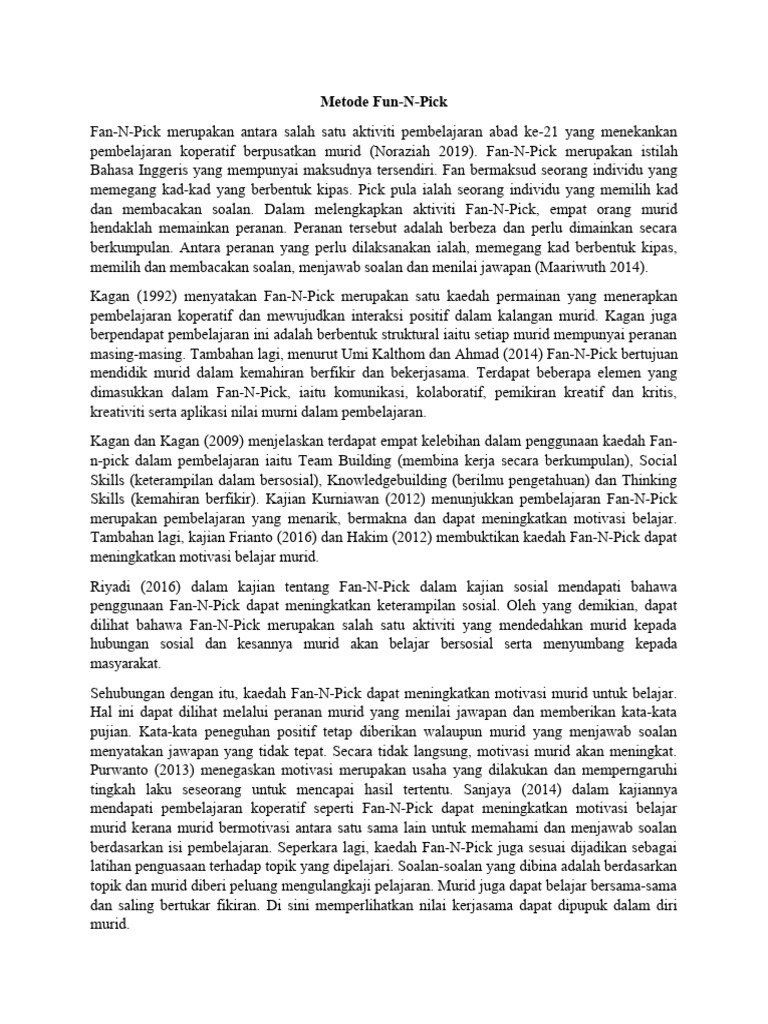 Metode Pembelajaran Fan-N-Pick | PDF | Kesehatan Holistik | Sains ...